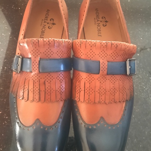 Shoes | Brown And Blue Wingtip Slip On With Fringed Buckle | Poshmark